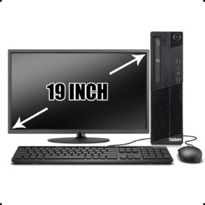 lenovo thinkcentre small form factor desktop pc computer package, intel core 3.1ghz, 8g ddr3, 1t, dvd, dvi, vga, 19 inch lcd monitor(brands may vary), keyboard, mouse, win10 pro 64 bit (renewed)