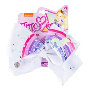 signature jojo siwa bow collection - large hair bow for girls - hair accesories for girls - white with rainbow