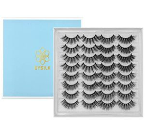 dysilk false eyelashes lashes mink - mink lashes fluffy 16 pairs 6d 4 styles mixed lashes faux eyelashes wispy fluffy natural look fake eyelashes mink lashes soft reusable eye lashes | 15mm 18mm