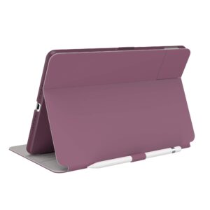 speck balance folio case for ipad 10.2 inch (2019-2021) - drop & camera protection, slim multi range stand, apple pencil holder - plumberry purple/crushed purple/crepe pink