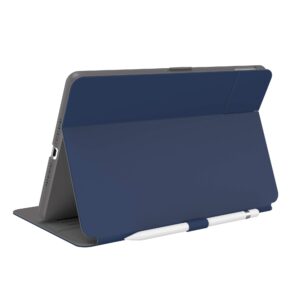 speck balance folio case for ipad 10.2 inch (2019-2021) - drop & camera protection, slim multi range stand, apple pencil holder - arcadia navy/moody grey