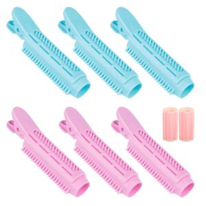 6pcs volumizing hair root clips, magicalmai instant volume clip upgrade natural fluffy volumizer clips for women girls thin curly styling with 2pcs roller tools- pink & blue