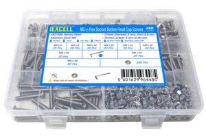 iexcell 360 pcs m5 x 6/8/10/12/14/16/20/25/30 stainless steel 304 hex socket button head cap screws bolts nuts assortment kit