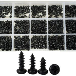 steel pan head self tapping screw phillips cross metric thread recessied round head bolt assortment kit black m2 m2.3 m3 m4