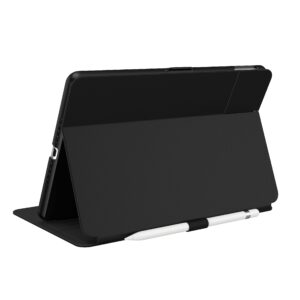 speck balance folio case for ipad 10.2 inch (2019-2021) - drop & camera protection, slim multi range stand, apple pencil holder - black/black