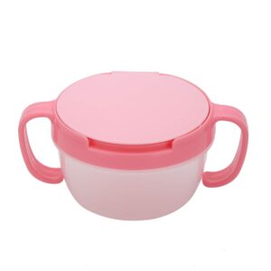 eecoo snack cup with double handle for kids, snack catcher lid snack container for toddler and baby,portable biscuits candy box (red2)