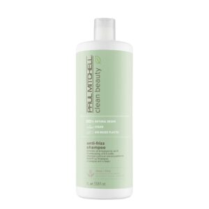 paul mitchell clean beauty anti-frizz shampoo, smoothes hair, calms frizz, for textured, frizz-prone hair, 33.8 fl. oz.