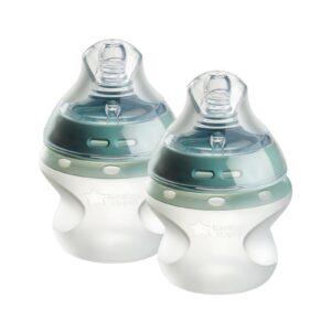 tommee tippee natural start anti colic bpa free silicone baby bottles, 5oz, newborn 0+ months, silicone feels like mother's skin, slow flow breast-like teat, pack of 2