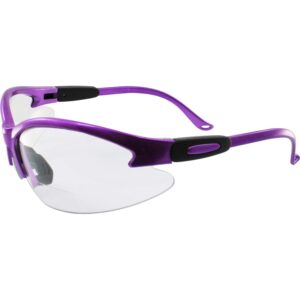 birdz eyewear flamingo women's work safety glasses bifocals readers purple frame + 2.0 magnification clear lenses