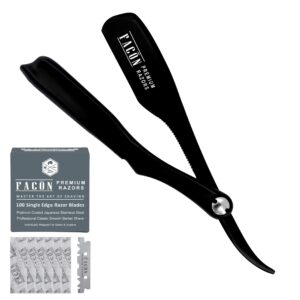 100 blades + facón professional classic japanese straight edge barber razor - salon quality cut throat shavette