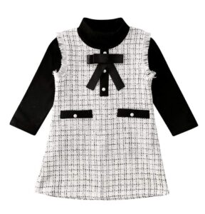 lxxiashi toddler baby girl long sleeve turtleneck t-shirts + elegant plaids dress coat formal party outfits (black turtleneck + plaid dress coat, 4-5 years)