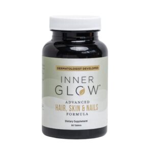 inner glow advanced hair, skin & nails formula - dermatologist and plastic surgeon developed, clinically tested for visibly stronger and thicker hair in 12 weeks