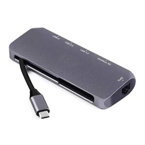 zplj high-speed multiport adapter 7 in 1 usb 3.0 ultra slim data hub for surface pro xps notebook pc usb flash drives mobile hdd usb hub adapter portable (color : gray, size : 4.76x1.78x0.68inch)