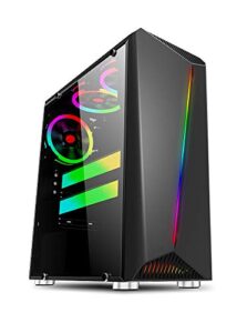 bgears b-vigor rgb mid tower with front rgb light and side tempered glass (fan sold separately))