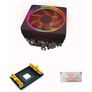 wraith prism compatible rgb led lighting socket am4 4-pin connector cpu cooler with copper core base & aluminum heatsink and 4.13-inch fan with thermal paste for desktop pc computer