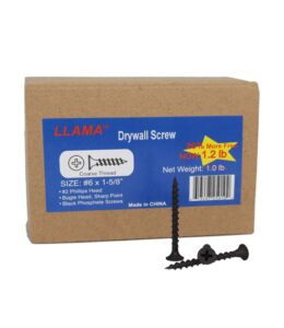 llama fastener drywall screws #6x1-5/8” - coarse threaded black phosphate screws, pay 1.0lb now get 1.2lb