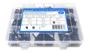 iexcell 900 pcs m3 x 6/8/10/12/16/20/25/30/35/40 alloy steel 10.9 grade hex socket flat head cap screws bolts nuts assortment kit