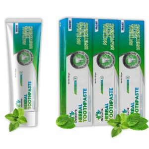 jagat devsutra mint flavor toothpaste | doctor recommended ayurvedic, organic & herbal | 100% natural teeth whitening, no fluoride & artificial colors, gum cure, vegan - pack of 3 (4.4oz x 3)