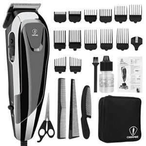 corded hair clippers professional hair cutting kit 24 pieces accessories hair trimmer with 14 guide combs,3 hair combs,1 scissor,1 storage case,1 barber cape