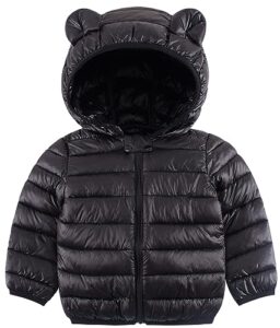 bfustyle kids winter coat black girl boy down alternative jacket toddler ultralight clothing halloween christmas birthday gift (black, 18-24 months)