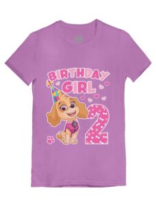 birthday girl skye paw patrol 2nd birthday toddler kids girls' fitted t-shirt 3t lavender