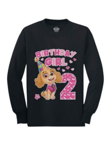 birthday girl skye paw patrol 2nd birthday toddler kids long sleeve t-shirt 3t black