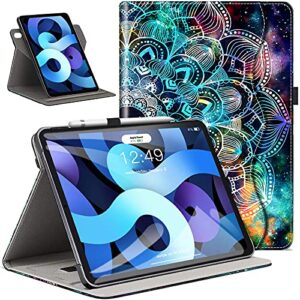 vori ipad air 5th/4th generation 10.9 inch 2022/2020 case with 360 rotating, multi-angle viewing folio stand cover with pocket, auto sleep/wake for ipad air 4 & 5 case, mandala galaxy