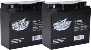 interstate batteries 12v 18ah battery (2-count) (nut & bolt terminal) sla agm vrla rechargeable replacement for solar power, generators, medical devices, fences (sla1116)