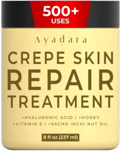 ayadara crepey skin repair treatment 8oz, firming lotion for loose skin, crepe corrector collagen cream for body skin-tightening, wrinkle cream for face, neck, arms and legs, 500+ uses