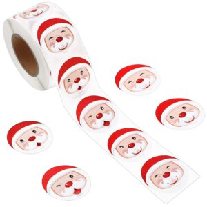 500 pieces christmas stickers santa face stickers red buffalo plaid label stickers santa claus decoration for kids, christmas party holiday birthday cards envelopes goodie gift bag fillers