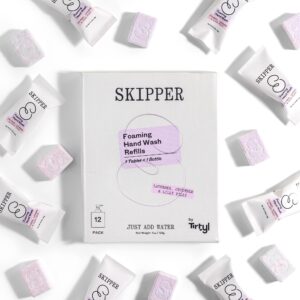 tirtyl skipper foaming hand soap tablet refills - 12 pack - 96 fl oz total (12x 8 fl oz) - rebranded - compostable packaging - lavender, cucumber & lilly pilly