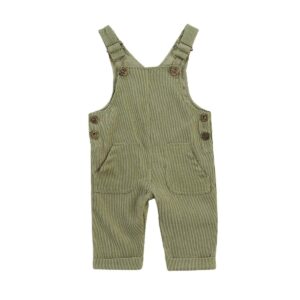 yokjzjd newborn infant baby boy girl fall winter suspender pants overalls corduroy bib pants trousers with pockets (green, 12-18months)