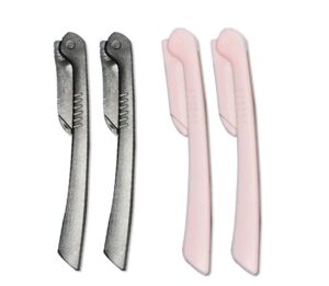 woiwo 4 pcs stainless steel black macro mesh folding eyebrow shaping knife for men and women eyebrow shaving knife for eyebrow shaving razor for cosmetic tools