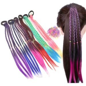 girl hair extension accessories-rubber band elastic band hairstyle ponytail braid beauty hair band twist colorful wig braid head rope girl dress beautification hair accessories (mixed colors - 6pcs)