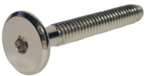 1/4" - 20 tpi x 40mm (1.57" ≈ 1-37/64") hex drive button 17mm diameter head furniture bolts nickel plated chrome like finish (20 pieces)