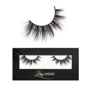 lilly lashes miami flare 3d mink lashes, mink eyelashes, the original lilly lash for wispy & natural look, reusable eyelashes up to 25x, fluffy lashes, strip lashes, lash glue not included