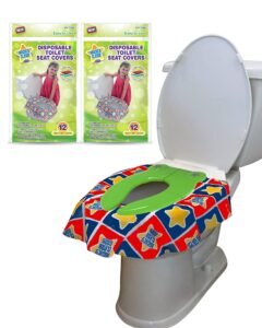 mighty clean baby potty training pack - 24 disposable toilet seat covers and folding travel potty seat