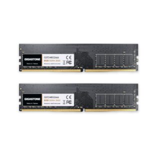 【ddr4 ram】 gigastone 16gb kit (2x8gb) ddr4 2666mhz (2400mhz or 2133mhz) pc4-21300 (pc4-19200/17000) cl19 1.2v udimm 288 pin unbuffered non ecc high performance pc desktop memory upgrade