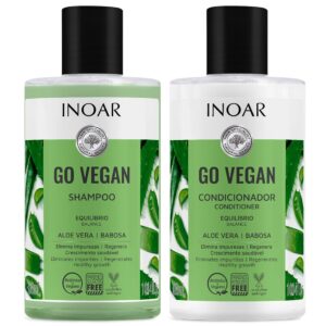 inoar professional - go vegan balance hair shampoo & conditioner set with aloe vera (300ml/each)