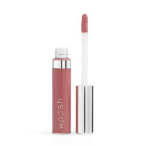 woosh beauty, spin-on lip gloss, hydrating hyaluronic acid & shea butter, no fine lines, shine finish, vegan & cruelty-free, (beige natural)