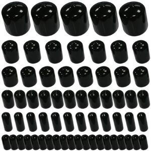 mardatt 64pcs 6 sizes black rubber bolt screw thread protector cover vinyl end caps for pipe post hose assortment kit fit o.d. from 1/4 inch to 1 1/2 inch