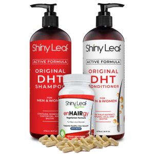 dht blocker shampoo and conditioner for hair loss with biotin for men, women, anti-hair loss treatment for thinning hair, for hair growth and regrowth (shampoo+conditioner+enhairgy bundle)