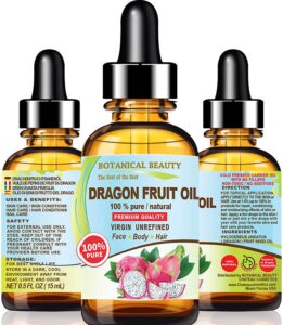 dragon fruit seed oil 100% pure natural virgin unrefined cold-pressed carrier oil 0.5 fl.oz.- 15 ml for face, skin, damaged hair, nails by botanical beauty