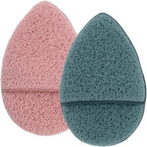 s&t inc. face scrubber exfoliator, facial sponges for face wash, reusable makeup remover exfoliating pads, blue and pink, 2.6 in. x 3.9 in., 2 pack