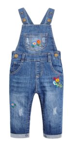 kidscool space baby toddler girls snap leg/crotch easy diaper changing jeans overalls,blue,12-18 months