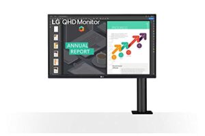 lg 27” 27bn88q-b ergo ips qhd monitor (2560x1440) with ergonomic stand & c-clamp, usb type-c™, dci-p3 95% (typ.), hdr10 and amd freesync™