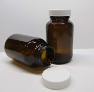 heavy glass medical screw top packer bottles wide mouth container jars dark amber 4 oz 120cc size package of 12 units