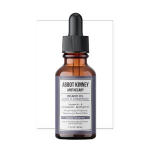 abbot kinney apothecary softening beard oil, strengthens and conditions beards, blend of natural oils, 2 oz (wood reserve)