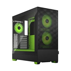 fractal design pop air rgb green core - tempered glass clear tint - honeycomb mesh front – tg side panel - three 120 mm aspect 12 rgb fans included – atx high airflow mid tower pc gaming case