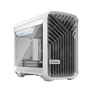 fractal design torrent nano white - clear tint tempered glass side panel - open grille for maximum air intake - 180mm pwm fan included - type c - mitx airflow mini tower pc gaming case